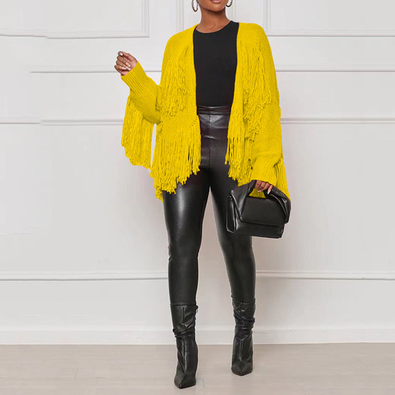 Knitted Fringed Short Cardigan Jacket – Konhill Boutique