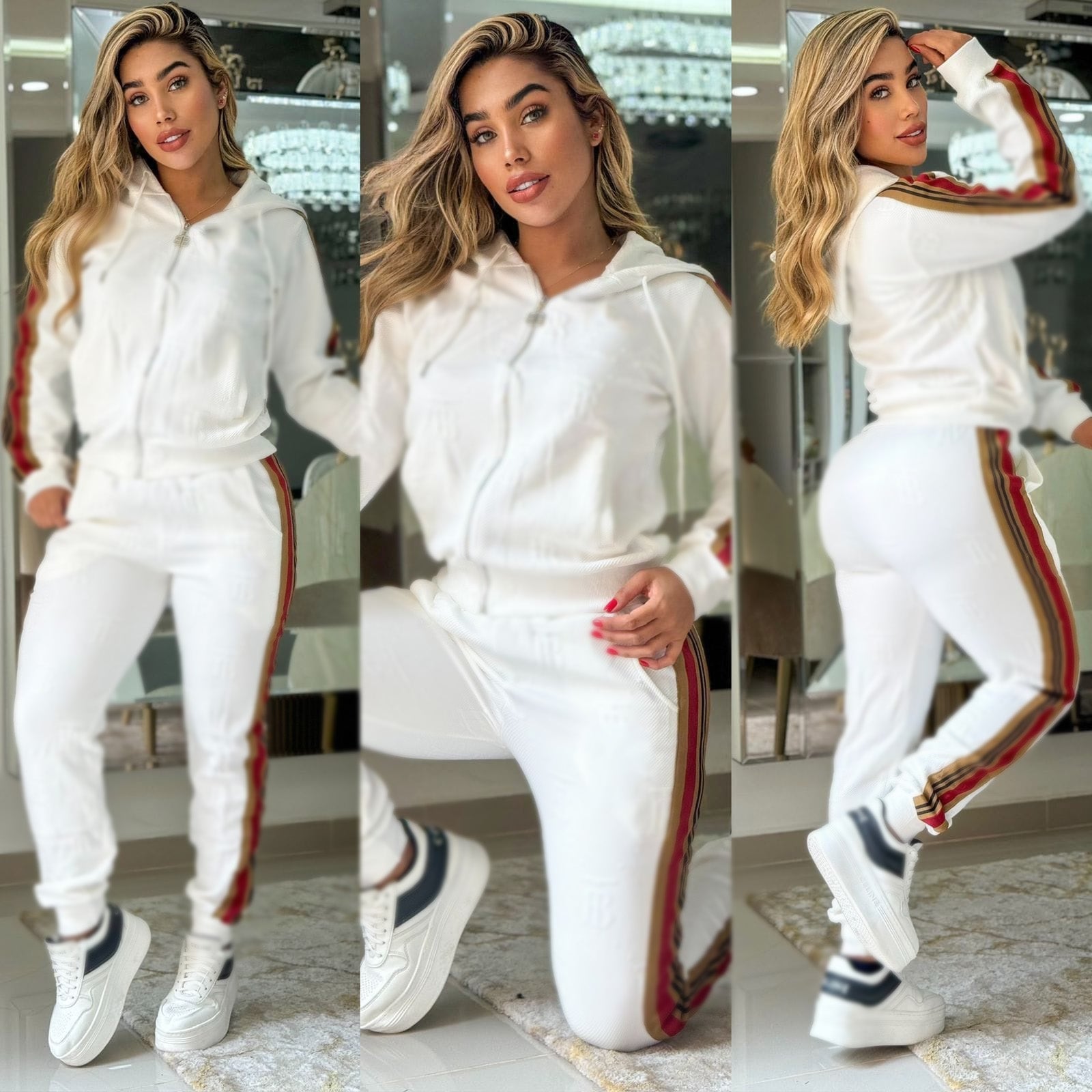 Embossed Sports Zip-up Suit – Konhill Boutique