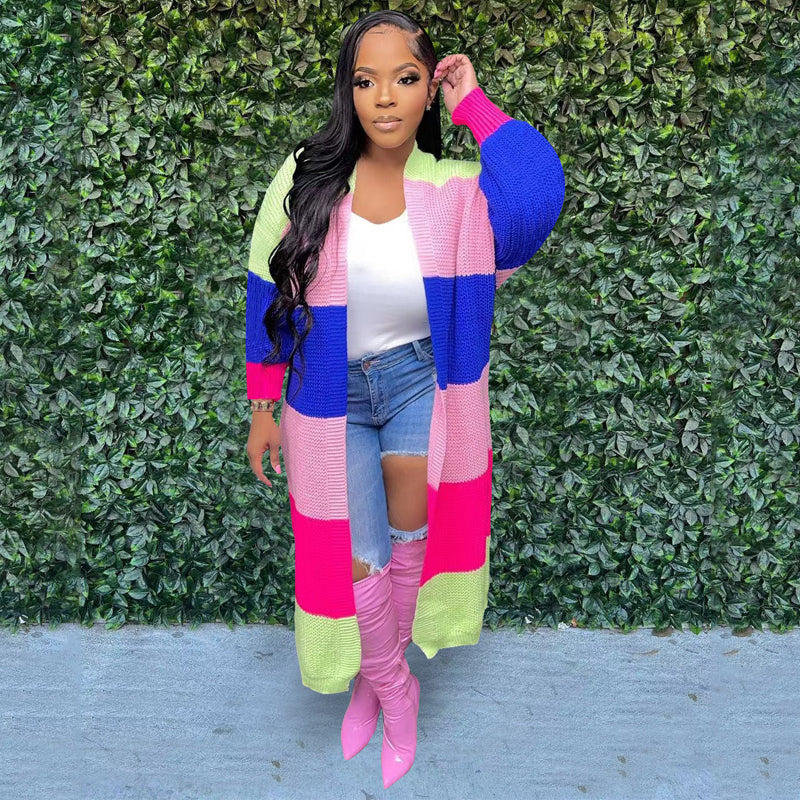 Color Contrast Cardigan Knit Coat – Konhill Boutique