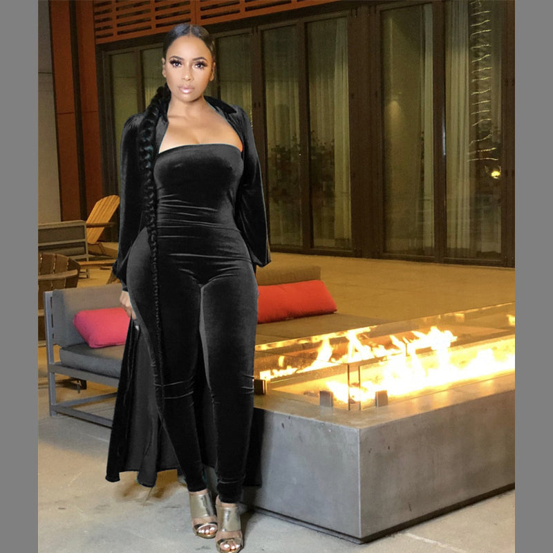 Breast Top Jumpsuit Jacket Silver fox Velvet – Konhill Boutique