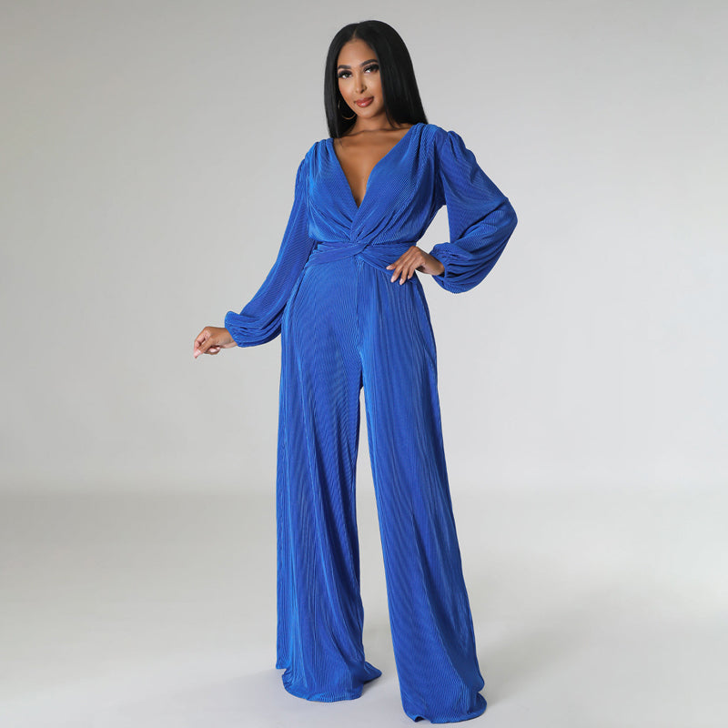 Long Sleeve Wide Leg Jumpsuit – Konhill Boutique