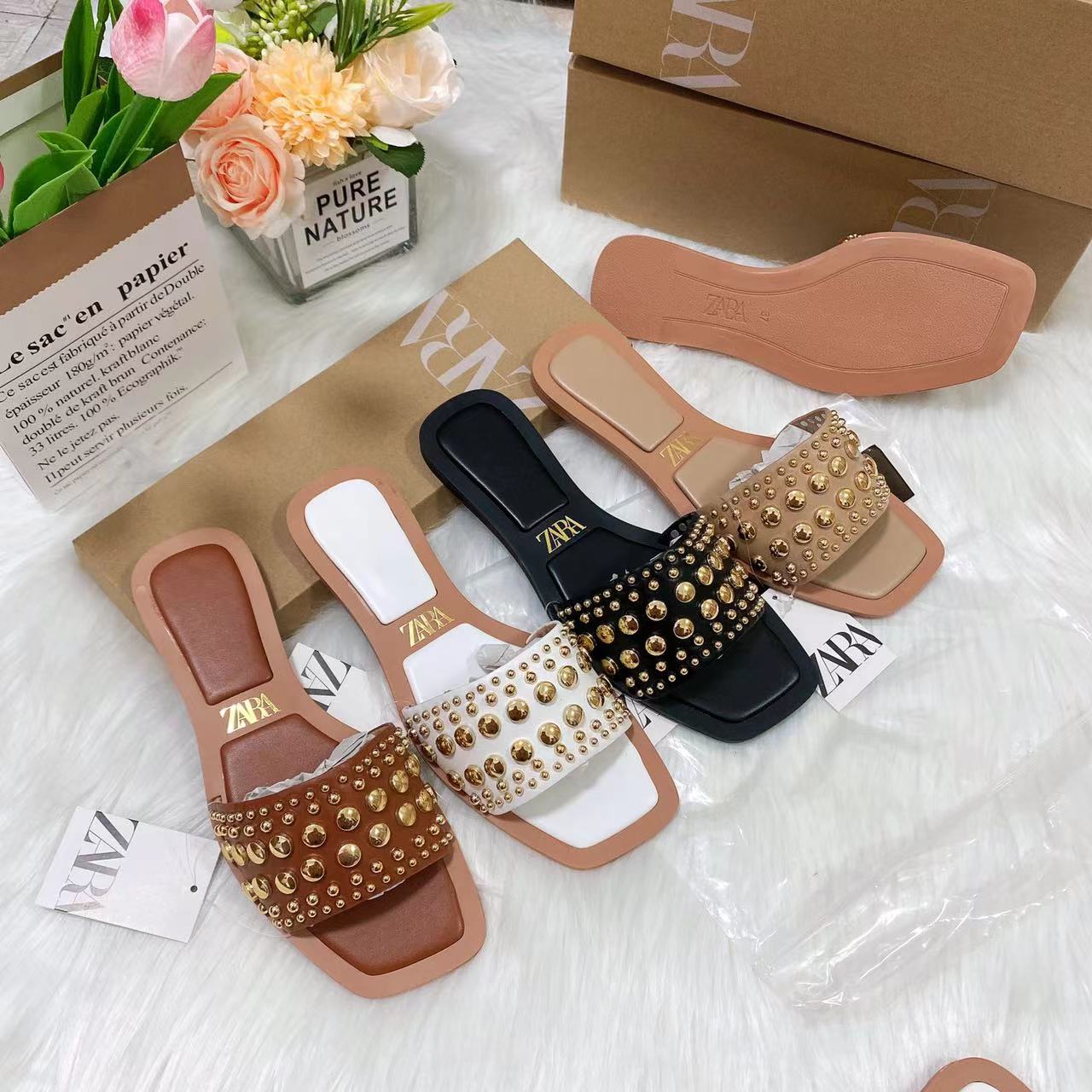 Rivet Flat Square Toe Shoes – Konhill Boutique